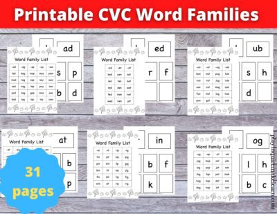 CVC Word Family List- Short Vowels: Chart & Flip Cards Printable - Play ...